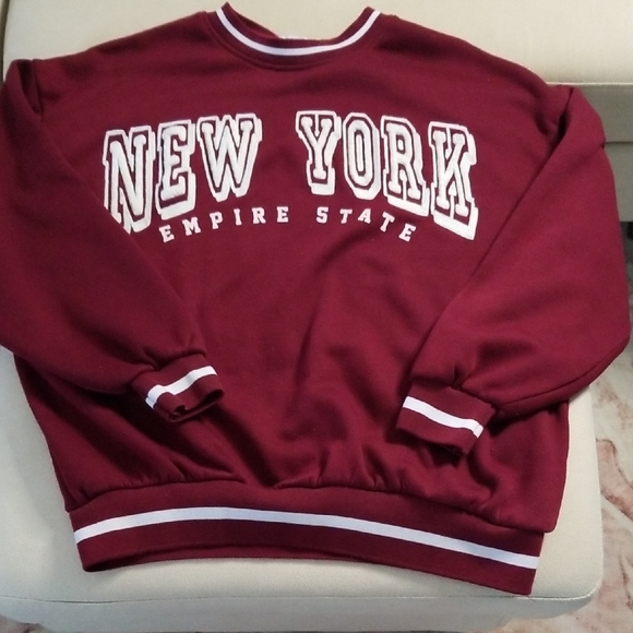 Tops | New York Empire State Maroon Sweater | Poshmark